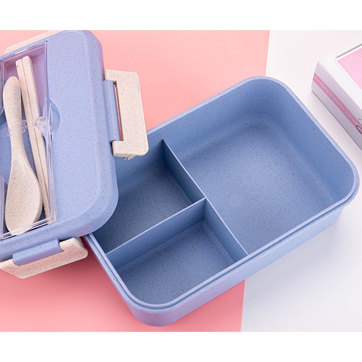3-piece Wheat Bento Lunch Box/3-Piece Bento Lunch Box Wheat Cutlery ...