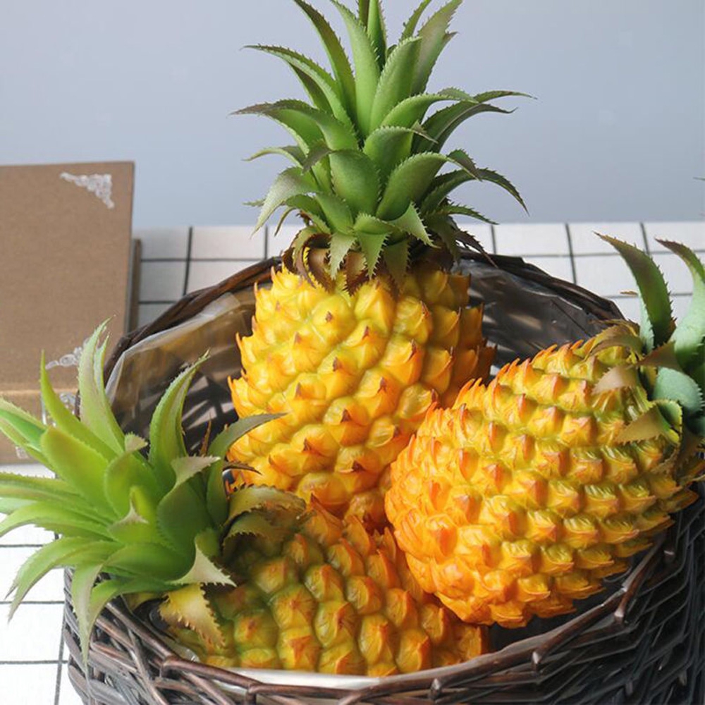 Artificial Mini Pineapple - Plastic Decorative Fruit Yellow Pineapples ...