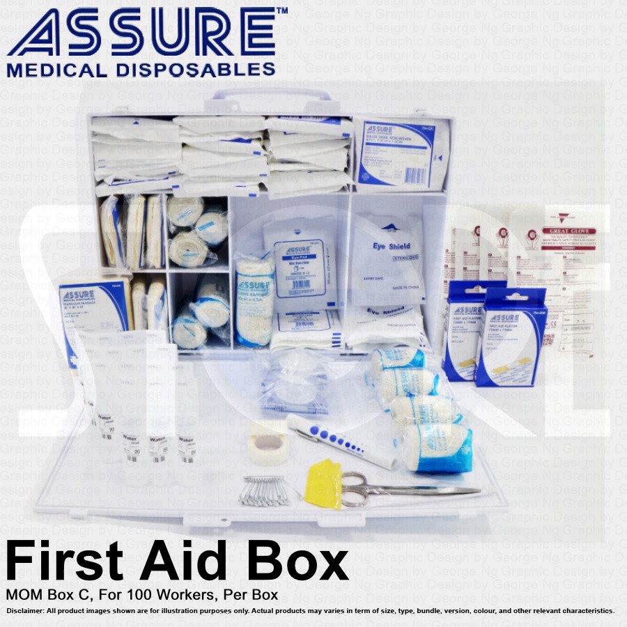 First Aid Box (Assure) MOM Approved Box A B and C Workplace safety ...