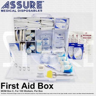 First Aid Box (Assure) MOM Approved Box A B and C Workplace safety ...