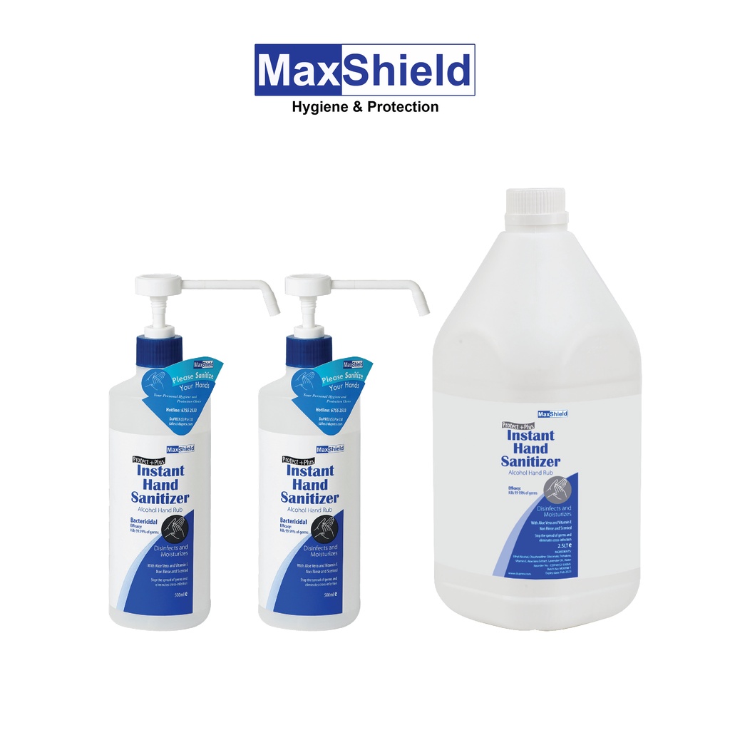 (2x500ml + 1 x 2.5LT) MaxShield Instant Hand Sanitizer / Kills 99.99% ...