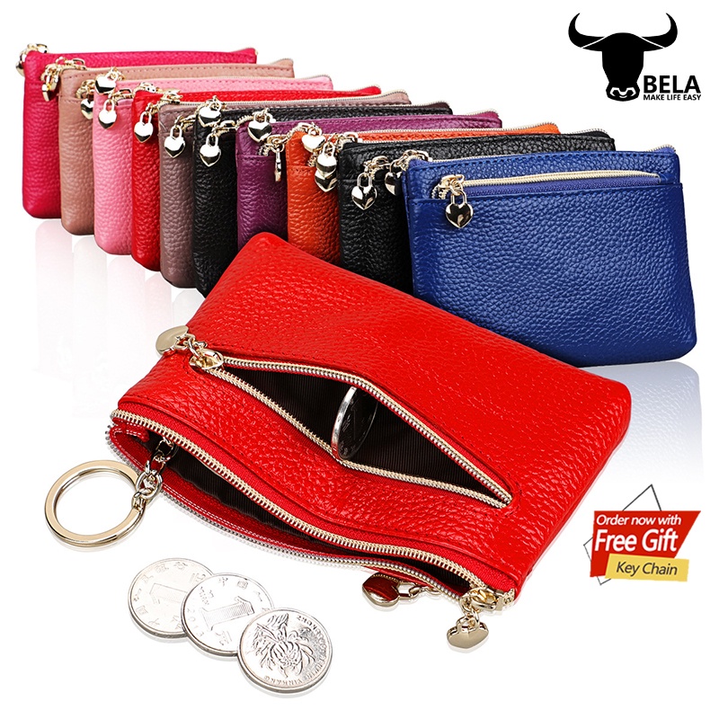 Genuine Leather Coin Purse car key bag Pouch Change Purse With Zipper ...