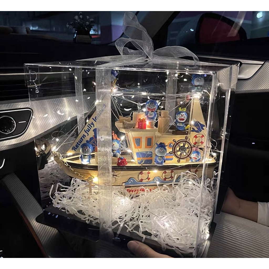 DIY Doraemon toy boat music box decoration birthday valentine 哆啦A ...