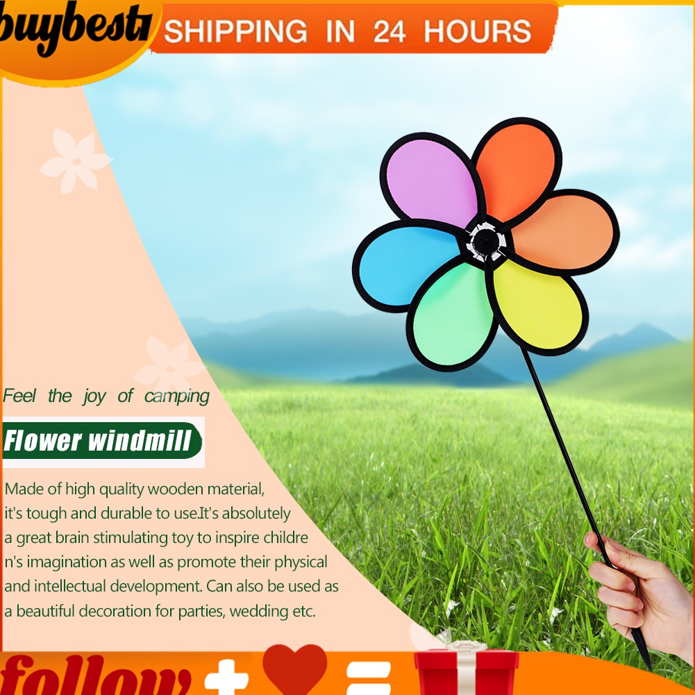 🌺Flower Windmill Pinwheel Whirligig Garden Windmill Plastic Toy Classic ...