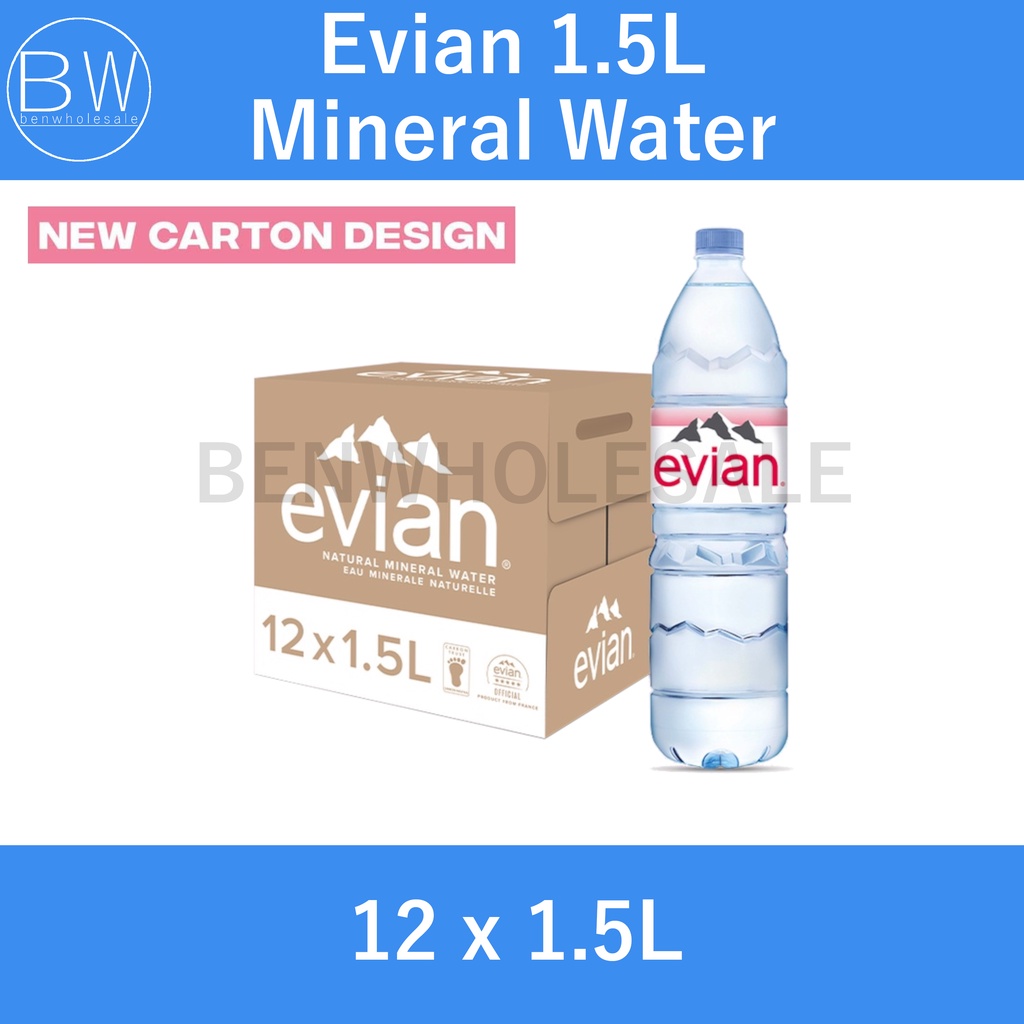 Evian Mineral Water 24 x 330ml / 24 x 500ml / 12 x 1.5L Carton Bundle ...