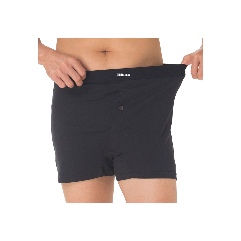 Improved Tailoring Button Placket Pure Cotton Knitted Boxer (Black ...