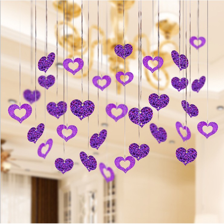 100pcs/lot Heart Laser Sequined Rain Balloon Pendant Wedding Room ...