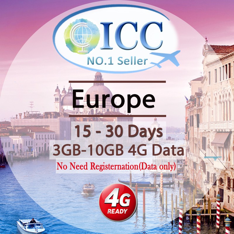 ICC_ Europe & UK EU-C/EU-D 10-30 Days 3GB-10GB 4G Data ONLY SIM、No ...