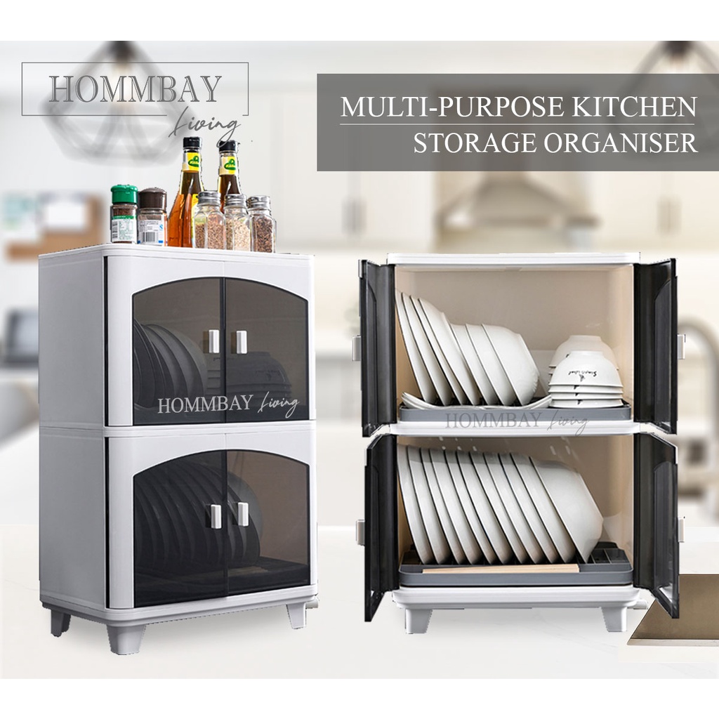 [ HOMMBAY Kitchens ] 1 Tier & 2 Tier Dish Drying Rack with Enclosed ...