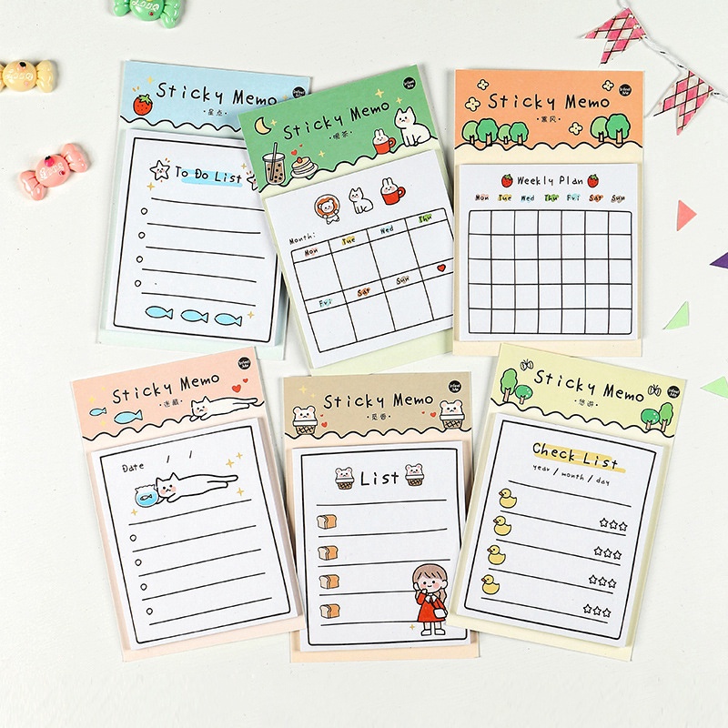 30 Sheets To do List Cartoon Sticky Note Weekly Planner Daily Plan Post ...