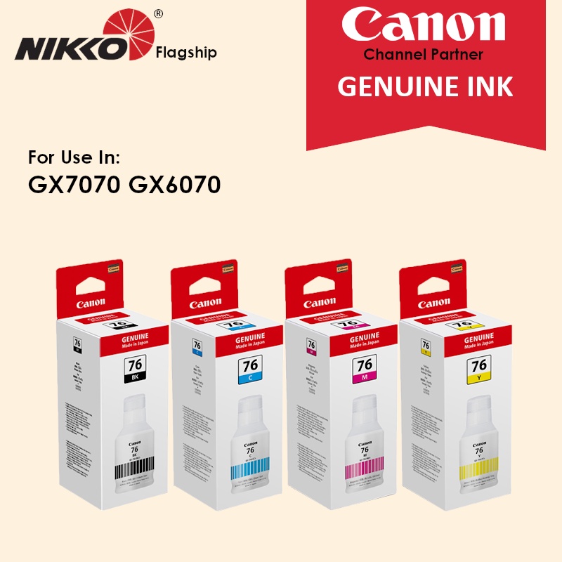 Canon 76 Pigment Black Cyan Magenta Yellow Refill Ink Bottles for Canon ...