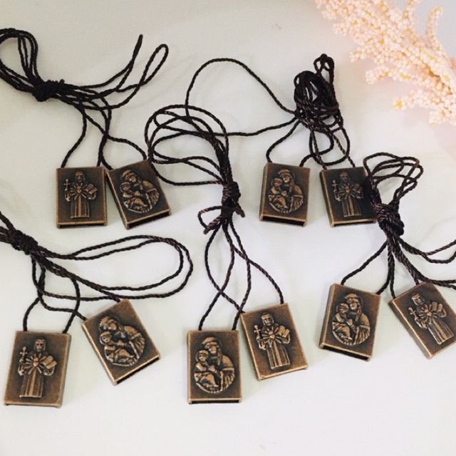 Blessed Brown Scapular of Mama Mary and Saint Benedict Two in One ...