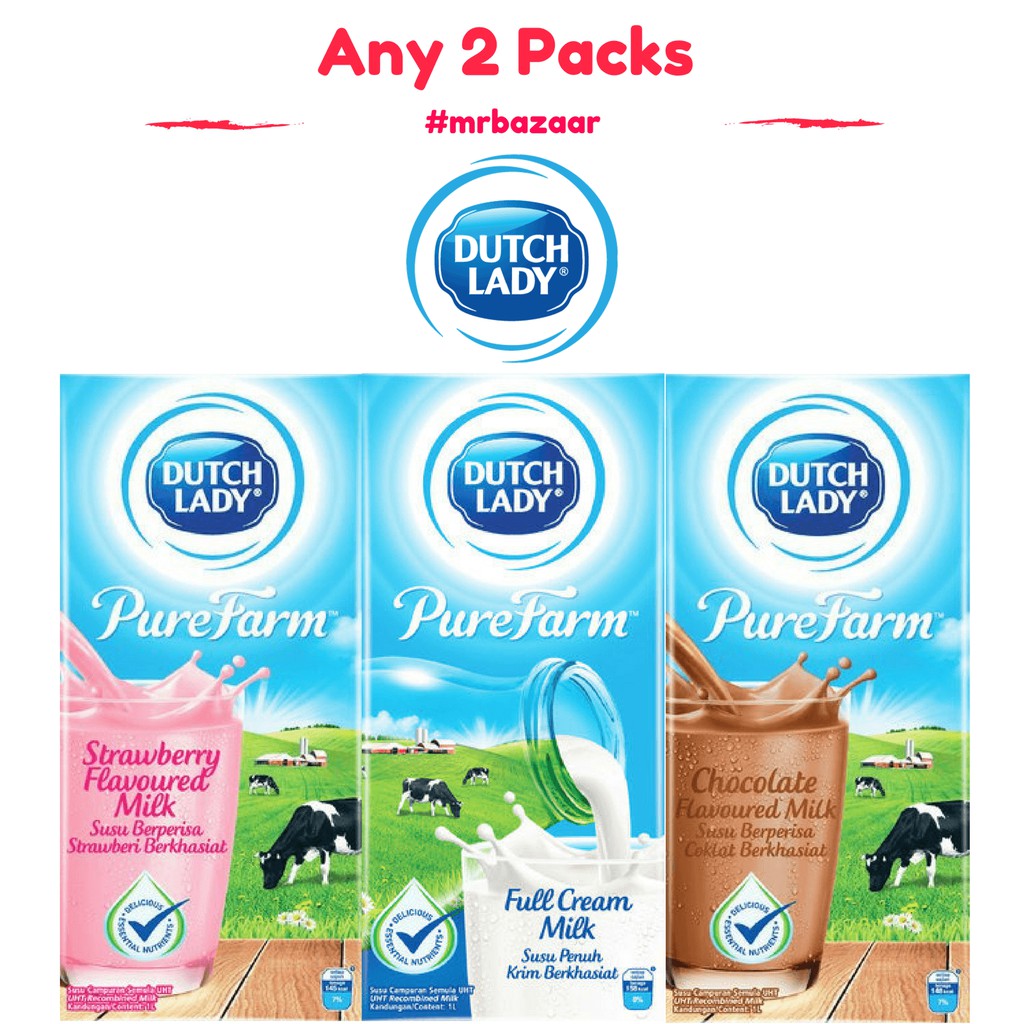 Dutch Lady UHT Milk x Any 2 Packs (1 Litre) (Chocolate/Full Cream ...