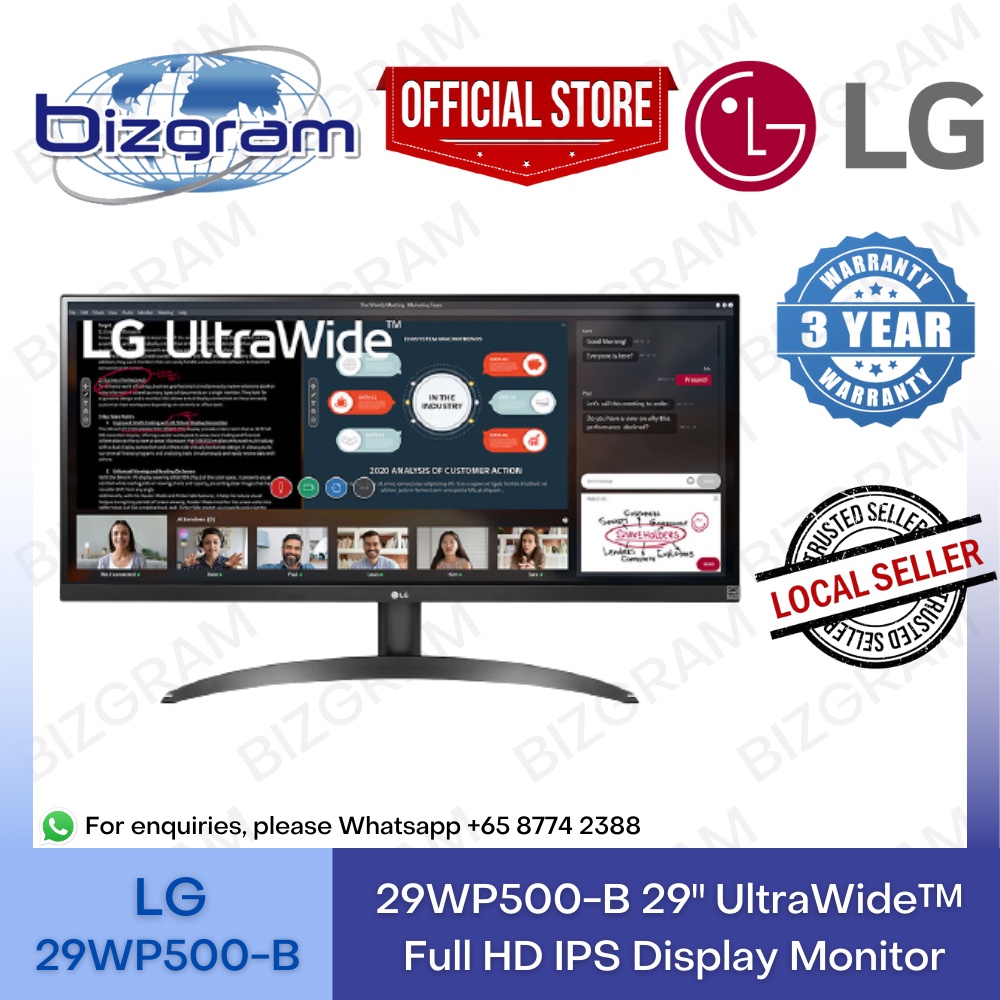 LG 29WP500-B 29" UltraWide™ Full HD IPS Display Monitor- 3 Years ...