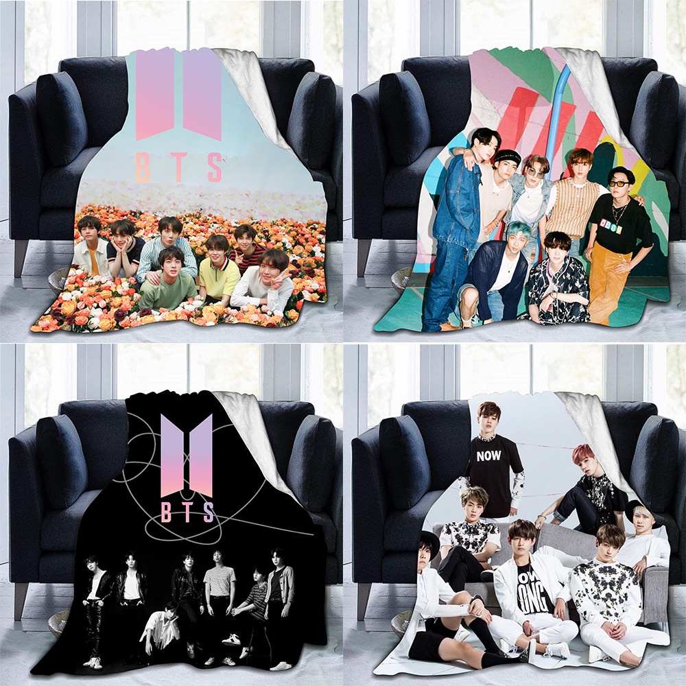 BTS Digital Printing Double-layer Cotton Wool Blanket Flannel Office ...