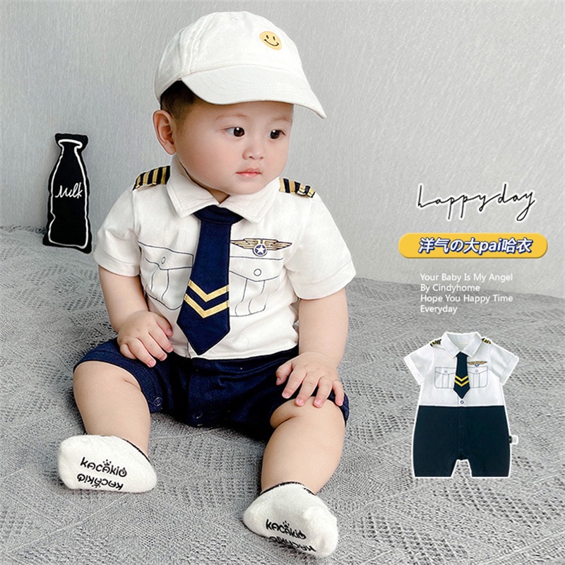 Hot！Newborn Baby Boy Clothes Pilot Costume Birthday Boss Baby Terno ...