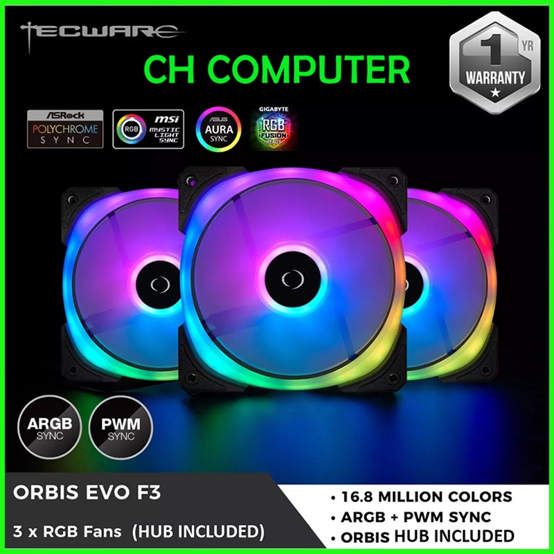 Tecware ORBIS F3 EVO 3 x RGB Fans, ARGB Sync / PWM Sync | Shopee Singapore