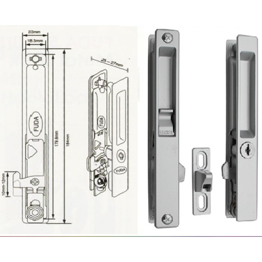 Fuda silver sliding door lock | Shopee Singapore