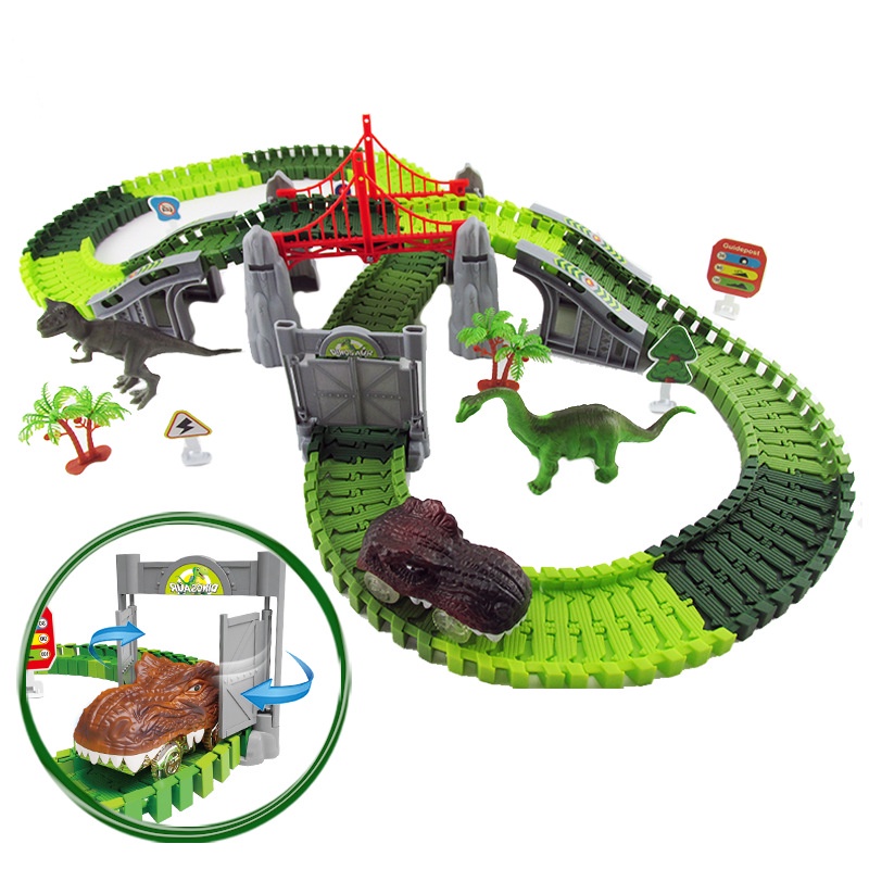 T-Rex Dinosaur Double Loop Rail Race Car Track Children Kids Toy ...