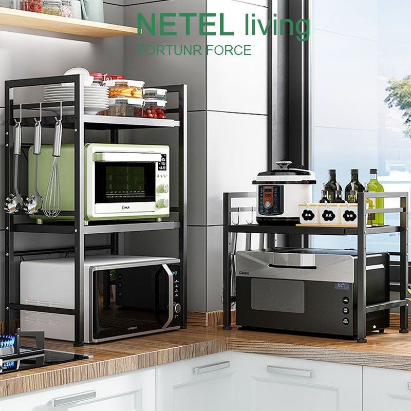 NETEL Kitchen Storage Microwave Rack Expandable and height-adjustable ...