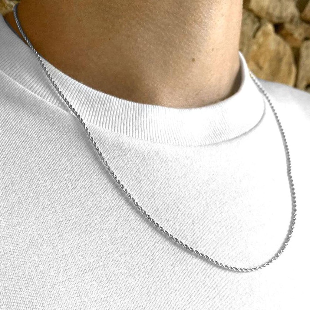 AGALIL Italy 925 Sterling Silver 1.4 mm Rope Chain. 40 45 50 55 60 65 ...