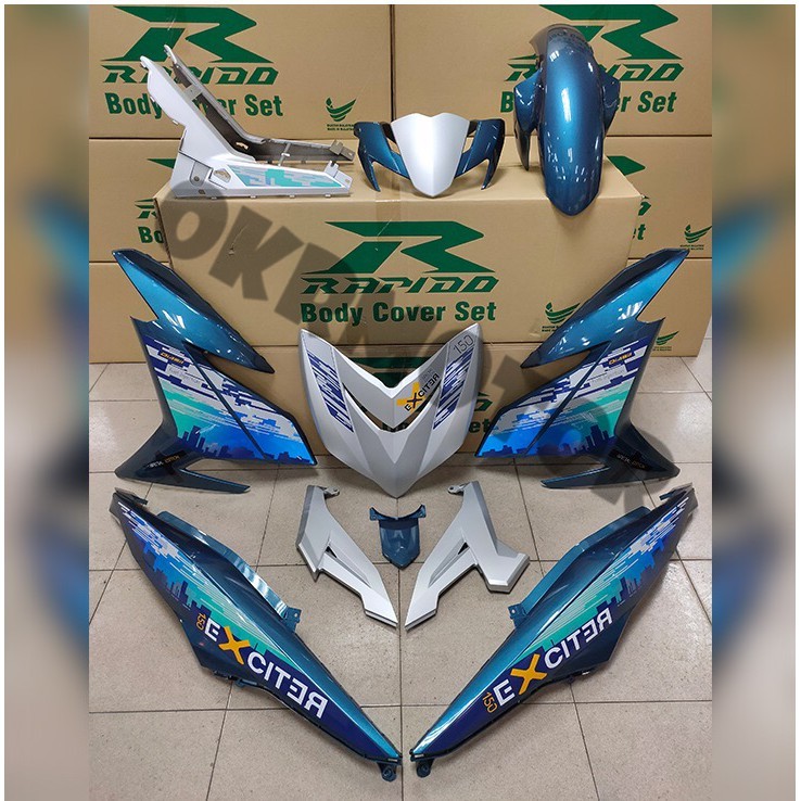 RAPIDO COVER SET Y15ZR V1/V2 DUSK & DAWN BLUE (STICKER TANAM/AIRBRUSH ...