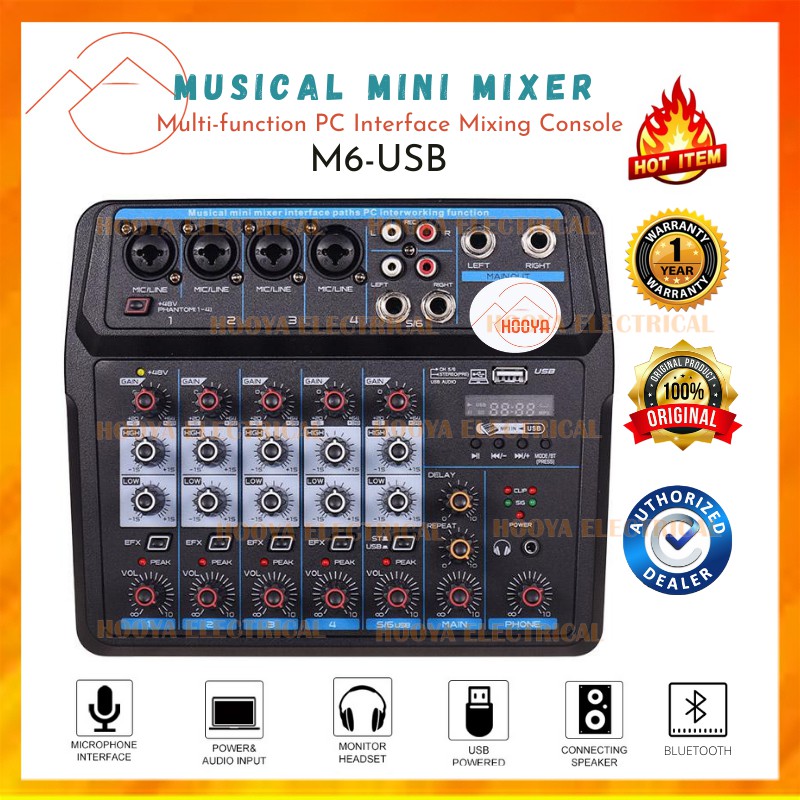 EZITECH MUSICAL MINI MIXER Multi Function PC Interface Mixing Console ...