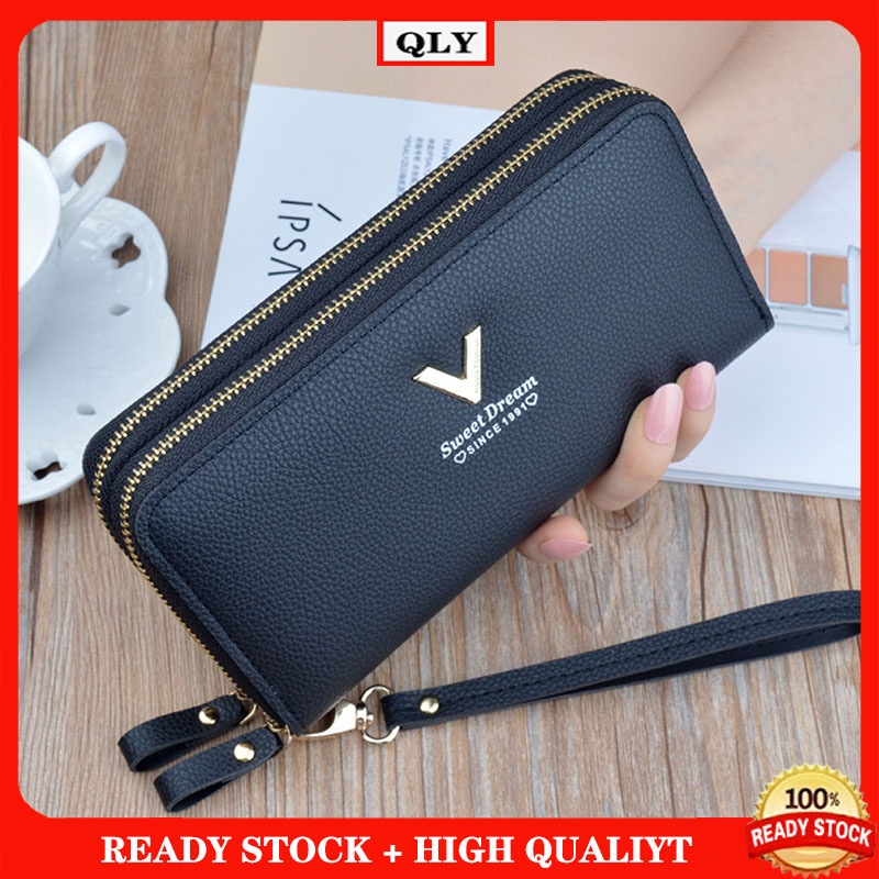 ♝READY STOCK♝Large Capacity Purse Double Layer Double Zipper Wallet ...