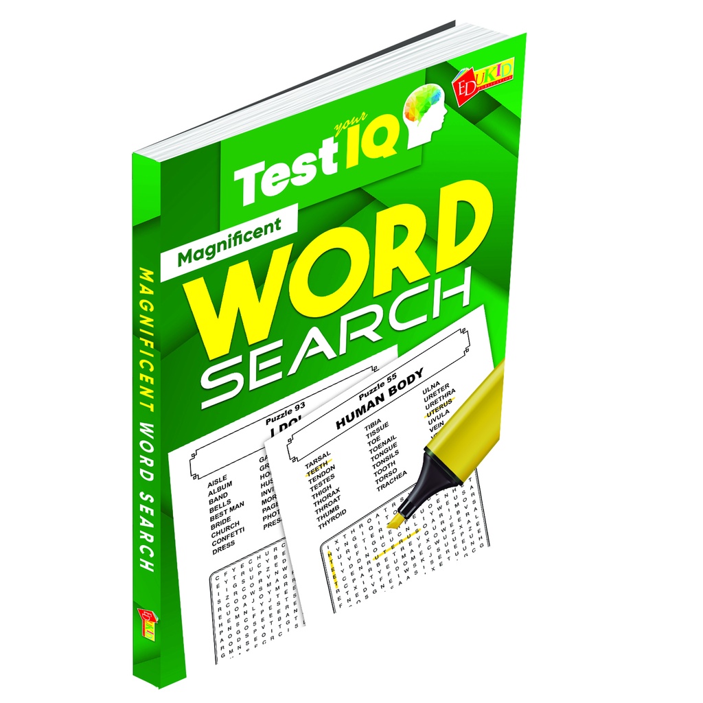 Word Search Book - challenging - test IQ-4 books - puzzle- english ...