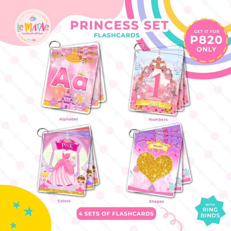 Le Marae Shop - Laminated Flashcards ALL SET PRINCESS Alphabet Colors ...