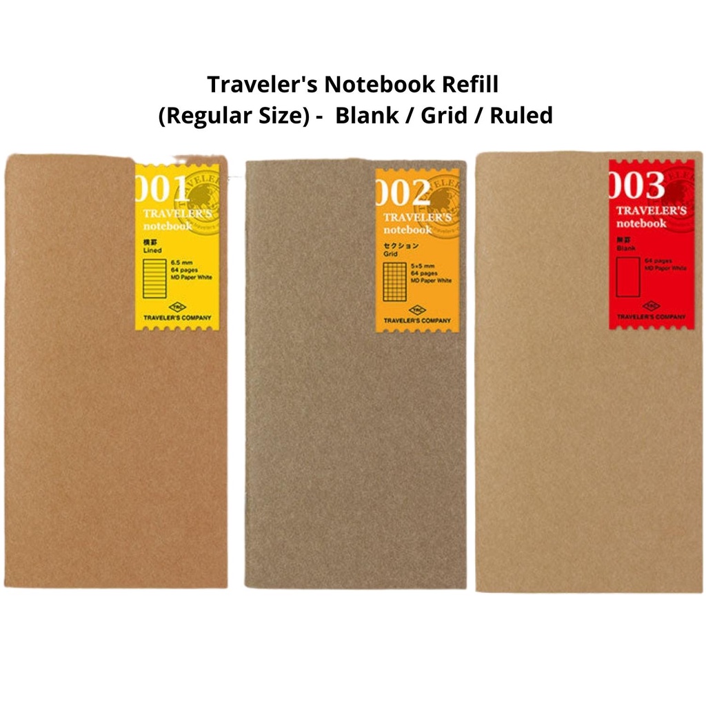 TRAVELER'S notebook Refill, Regular Size, Ruled / Grid / Blank. High ...