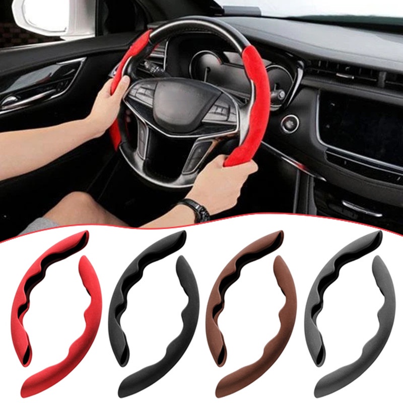 1 pair Car Wheel Cover Winter Suede Anti-Skid Steering Wheel Cover ...