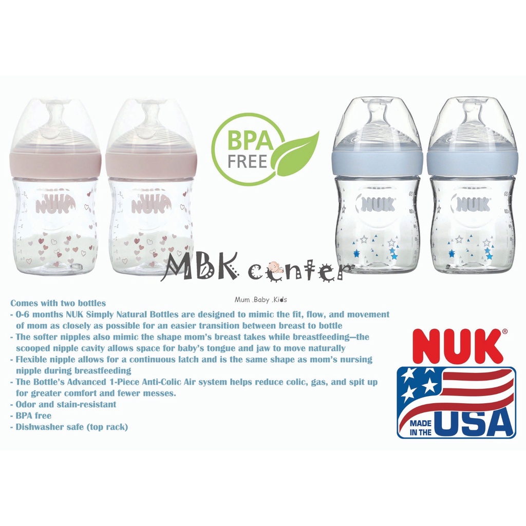NUK, Simply Natural Bottles with SafeTemp | Shopee Singapore