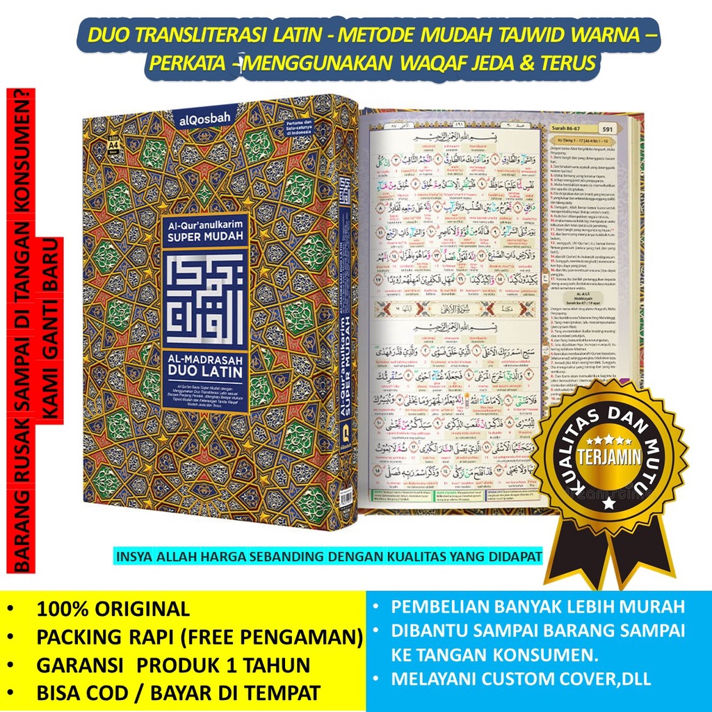 Mushaf Alquran Hafazan Almadrasah Duo Latin Translation Words tajwid ...