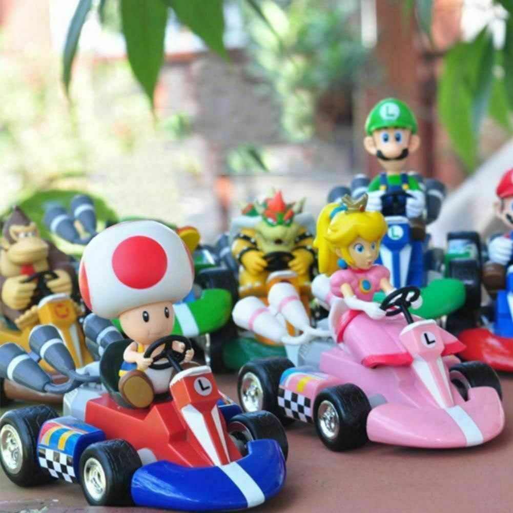 Mario Kart Pull Back Car Race Car Driver Super Mario Luigi Yoshi 12cm ...