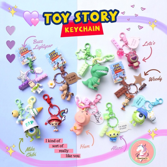 Toy STORY KEYCHAIN WOODY BUZZ LIGHTYEAR MIKE JESSIE LOTSO Key Chain ...