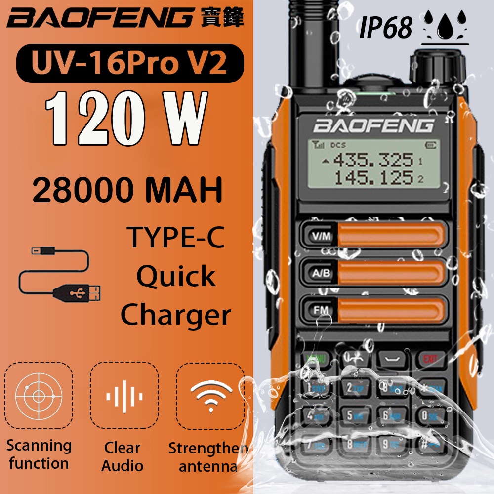 2022 BaoFeng UV-16 PRO High Power Antenna Walkie Talkie With USB ...