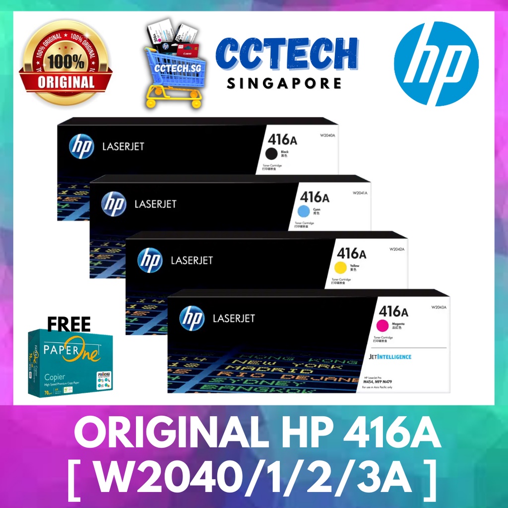 ORIGINAL HP 416A (B/C/Y/M) Standard Toner Cartridge [W2040A/W2041A/W2042A/W2043A] SG Ready ...