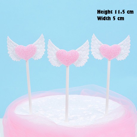 SE012 💕 READY STOCK IN SG 💕 Korean Style Pink Angel Wings Cake Topper ...
