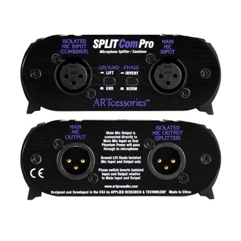 ART SPLITCom Pro 2-way Mic Signal Splitter/Combiner with Phase Invert ...