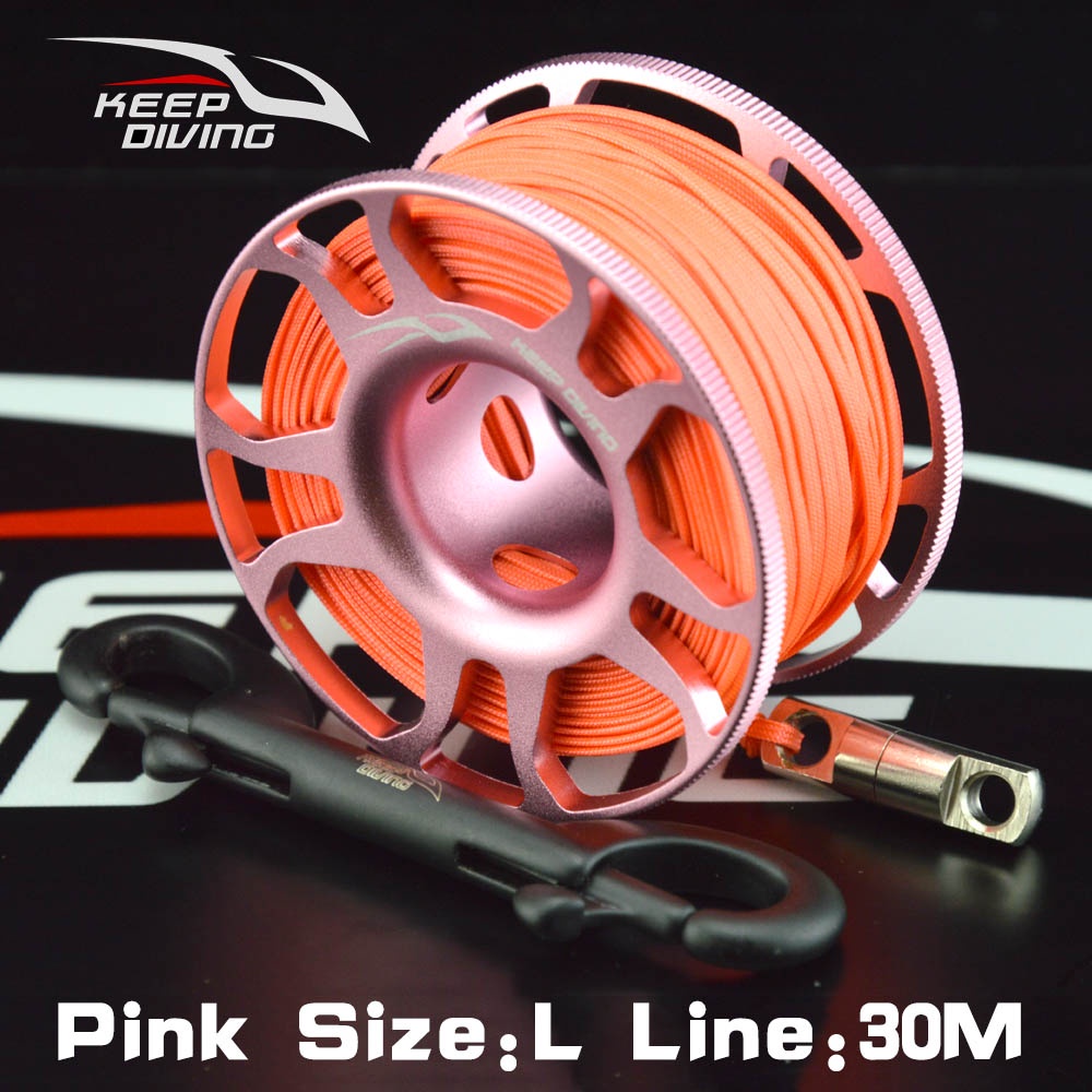 KEEP DIVING 15M/30M Scuba Diving Aluminum Alloy Spool Finger Reel with Stainless Steel Bolt Snap ...