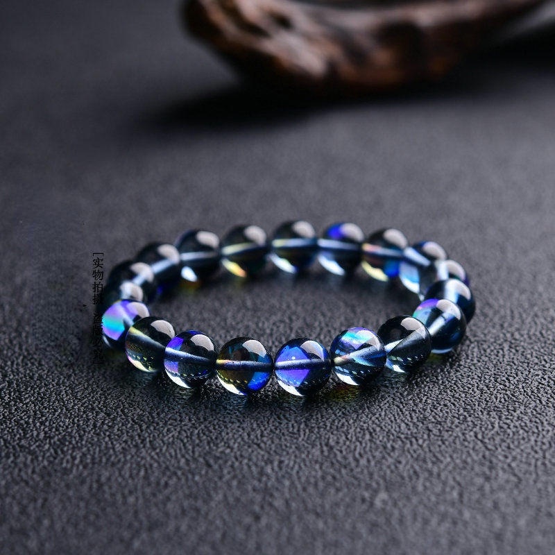 Natural Gray Moonstone Bracelet Men Women Crystal Jewelry Peach Blossom ...