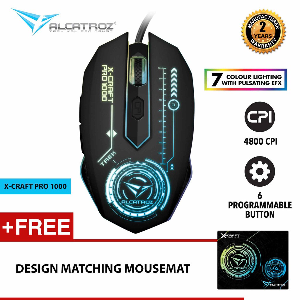 [Clearance] Alcatroz X-Craft Pro Series 4800 CPI Gaming Mouse with 7 ...