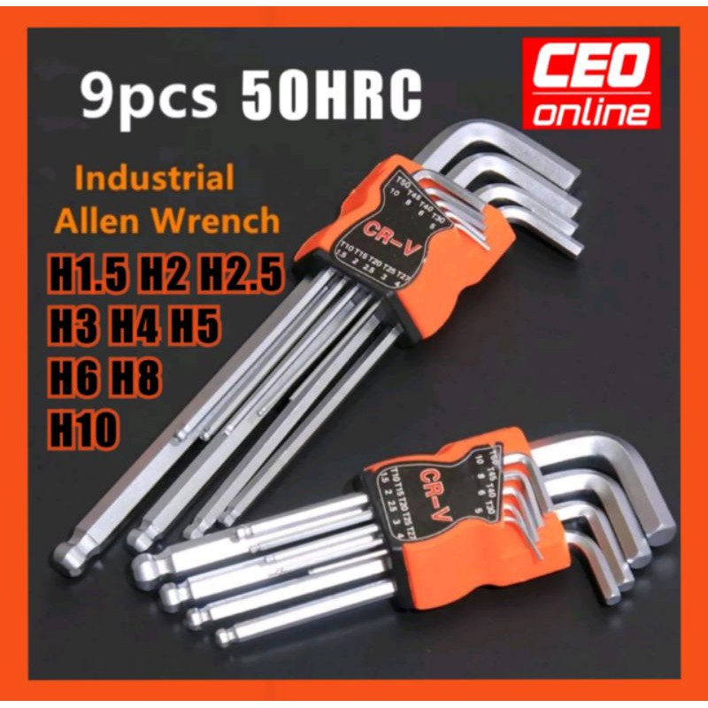 CEO 9pcs Ball Point Hex Allen Key ( EXTRA LONG ) Allen Key Set ( Long ...