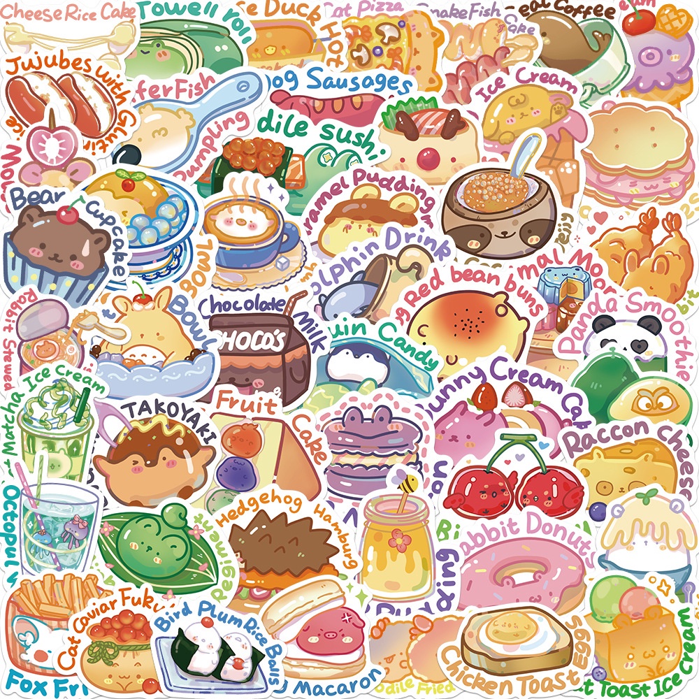 Mollystore #1 Cute Food Vinyl Sticker(50pcs/ Pack) | Shopee Singapore