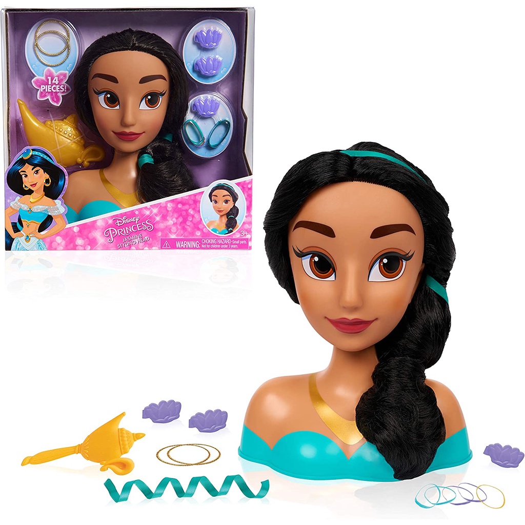 Disney Princess Jasmine Styling Head 14-Pieces Pretend Play Set ...