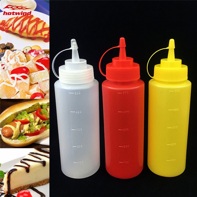 250-650ml Kitchen Plastic Squeeze Bottles Condiment Dispenser Ketchup ...
