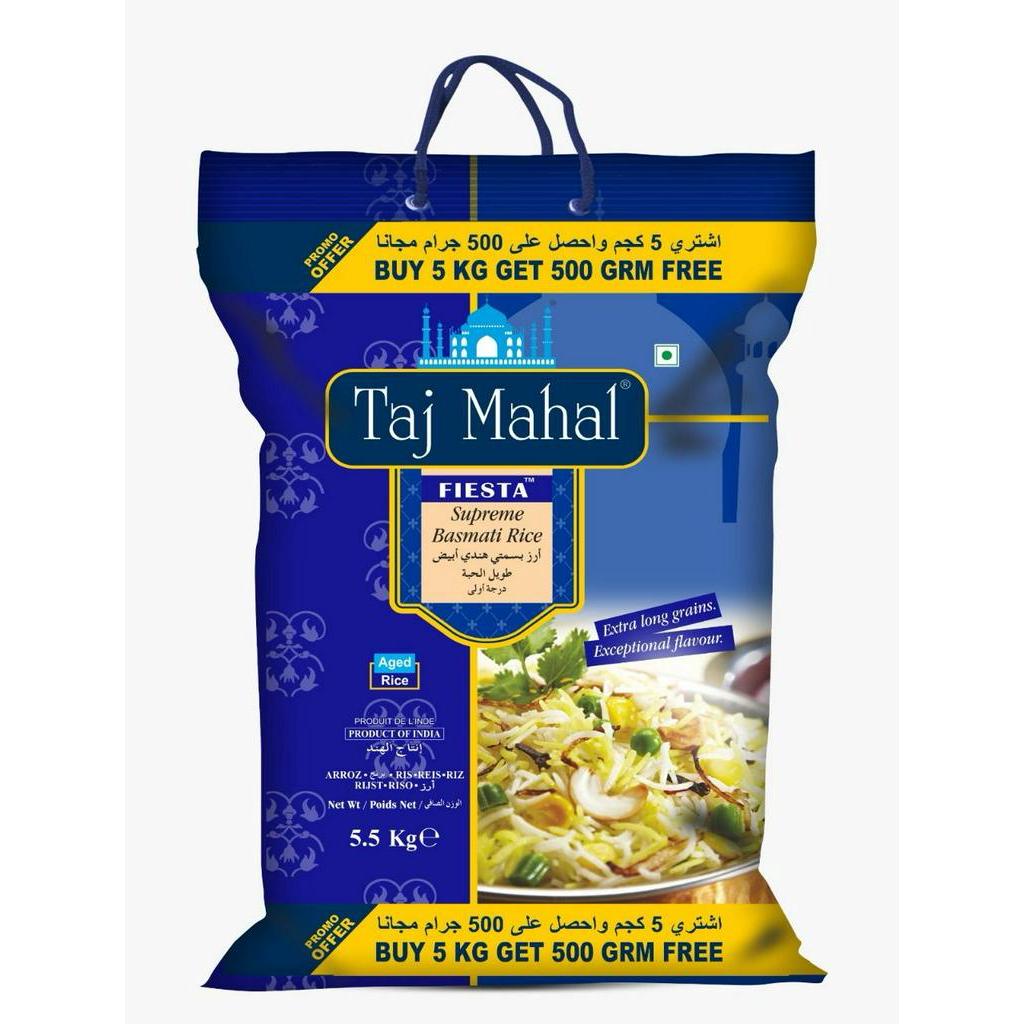 Taj Mahal Fiesta Supreme Basmati Rice( 5KG + 10% FREE) | Shopee Singapore