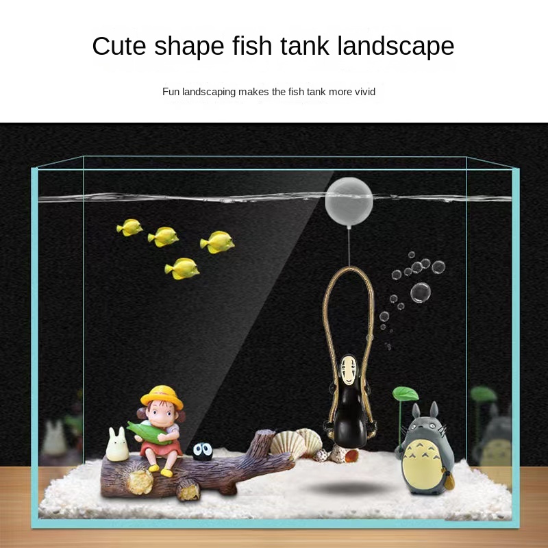 Fish tank landscaping Hayao Miyazaki Spirited Away swing No-Face ...