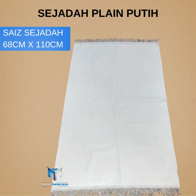 Sejadah Putih Baldu | Sejadah travel putih | | Doorgift | Plain ...